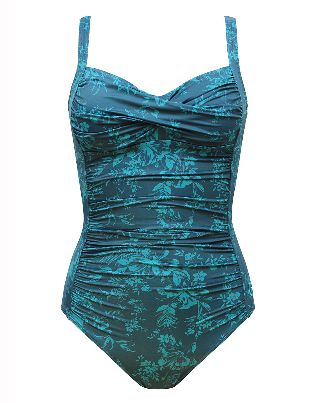 Lucille Longer Length Swimsuit - Evergreen Blooms – Halocline Swimwear