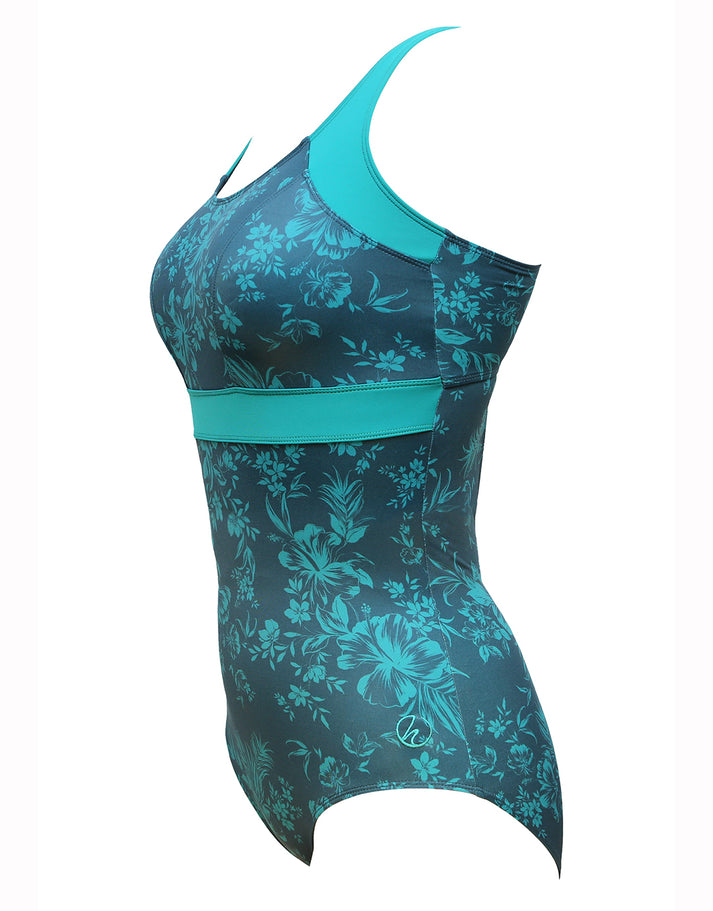 Stella Longer Length Clipback Swimsuit - Evergreen Blooms – Halocline ...